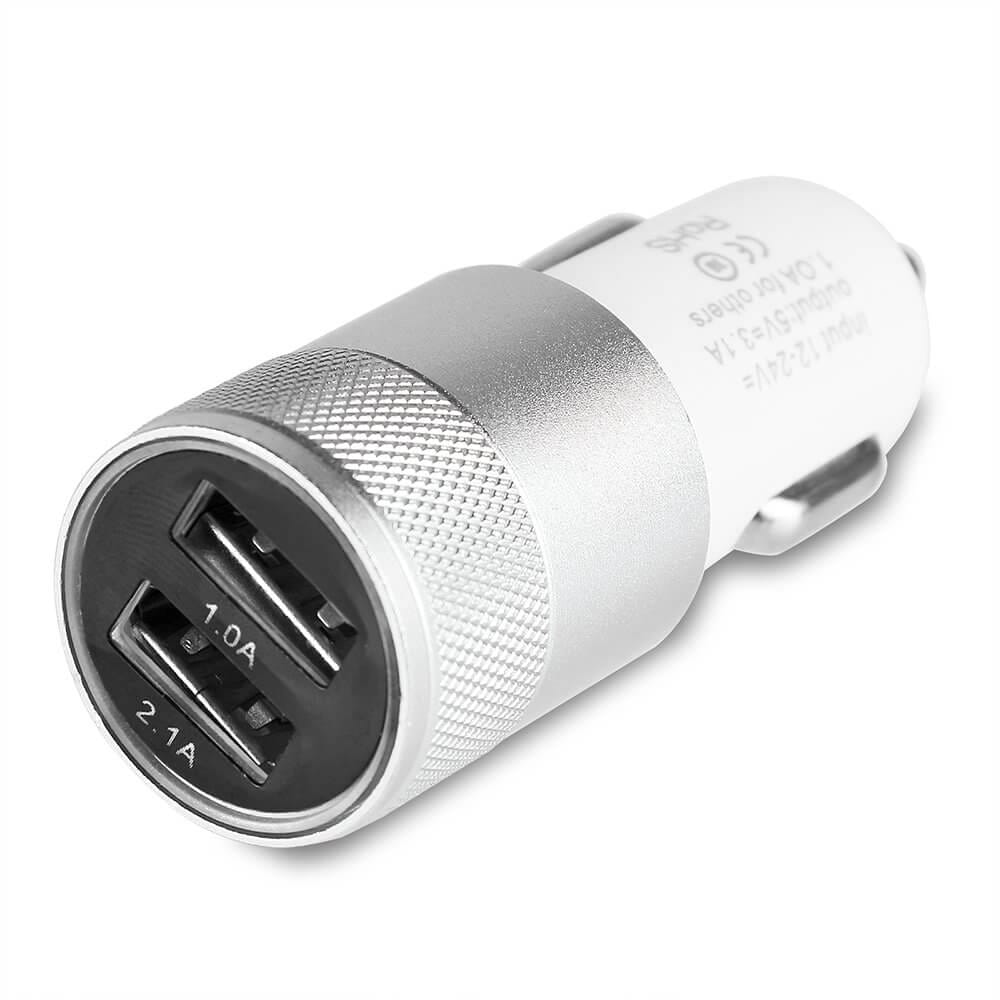 Universal Billaddare med Dubbla USB 3.1A Silver Mobilladdare Bil ...