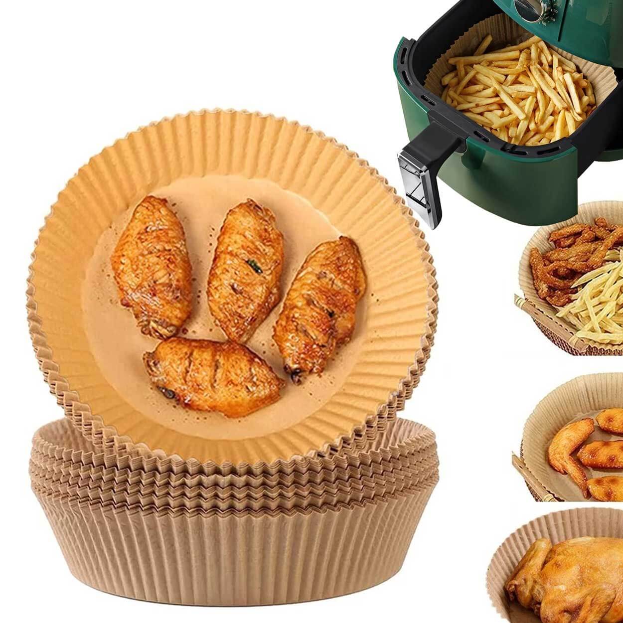 Air Fryer Papper 100-pack - 16cm Engångspapper för Luftfritös Brun | Megabilligt.se